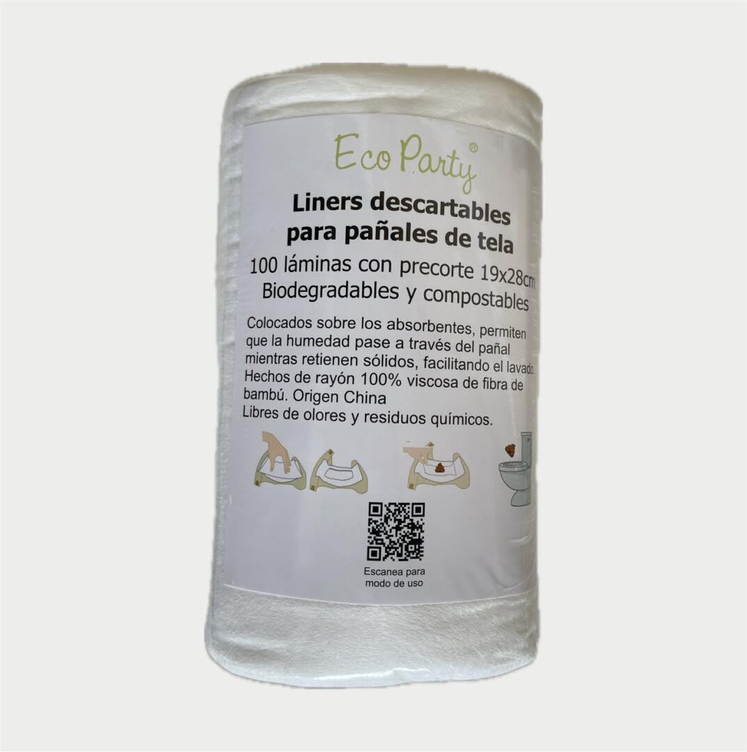 Liners descartables bio x100 con precorte para pañales de tela - Eco Party